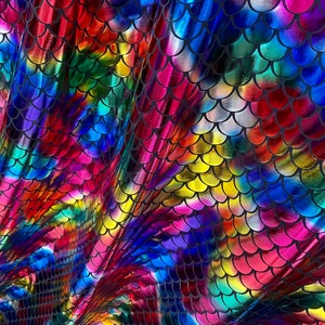 Mermaid Scale Fabric Fish Tale Foil Iridescent Stretch Spandex Material ...