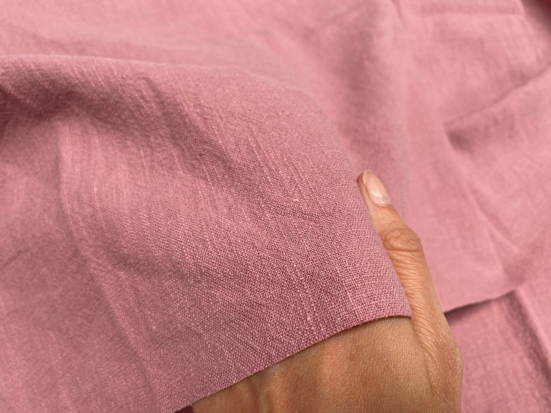 Dusty Pink Stone Washed Pure Plain Linen Fabric Material - 100% Linens ...