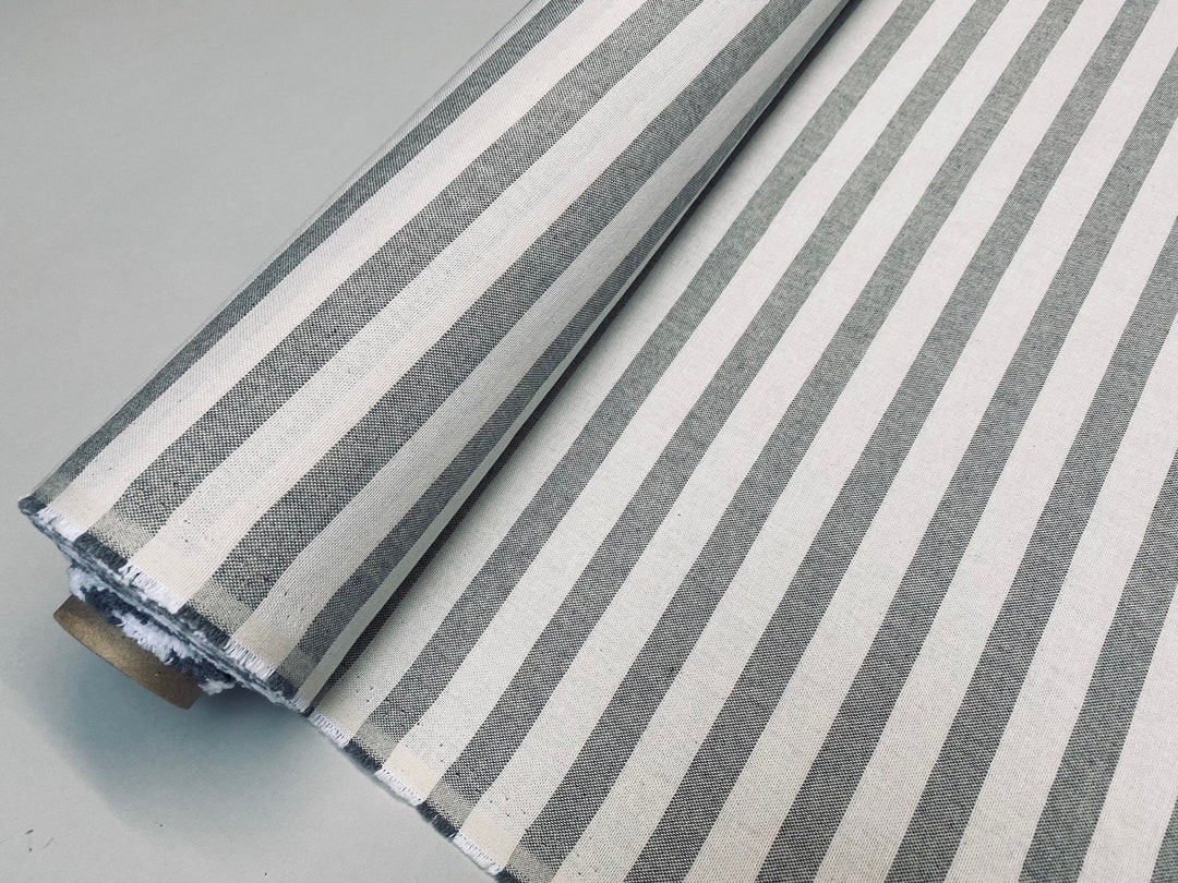 Linen Look STRIPES Culla Fabric Furnishing Curtain Upholstery ...