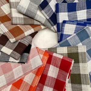 Gingham Linen Checked Linen Fabric Plaid Material Buffalo Check Cotton ...