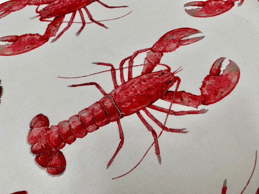 Red Lobster Print Fabric Curtains Upholstery Dress Material Crayfish ...
