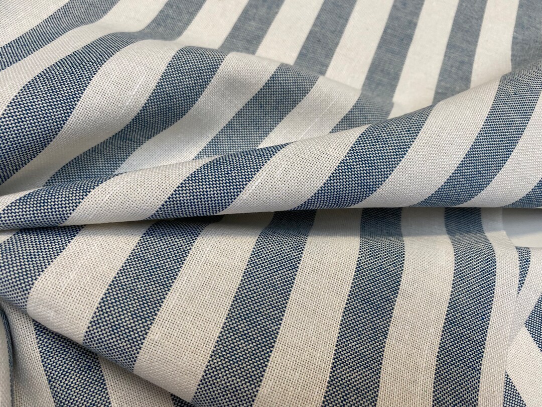 Linen Look STRIPES Culla Fabric Furnishing Curtain Upholstery ...