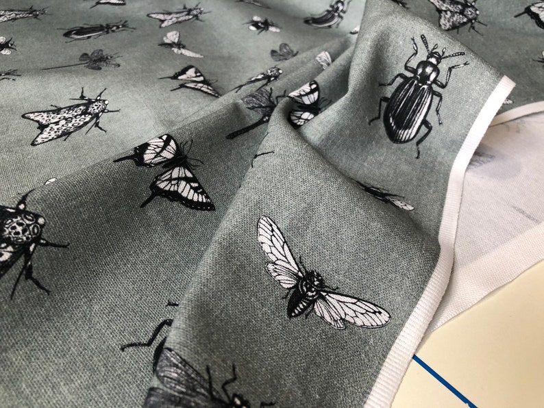 Grey Bugs & Insects Fabric for Curtains Upholstery Dressmaking | Etsy