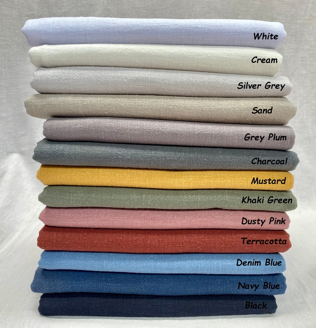 Stone Washed Pure Plain Linen Fabric Material 100% Linens Home Decor ...