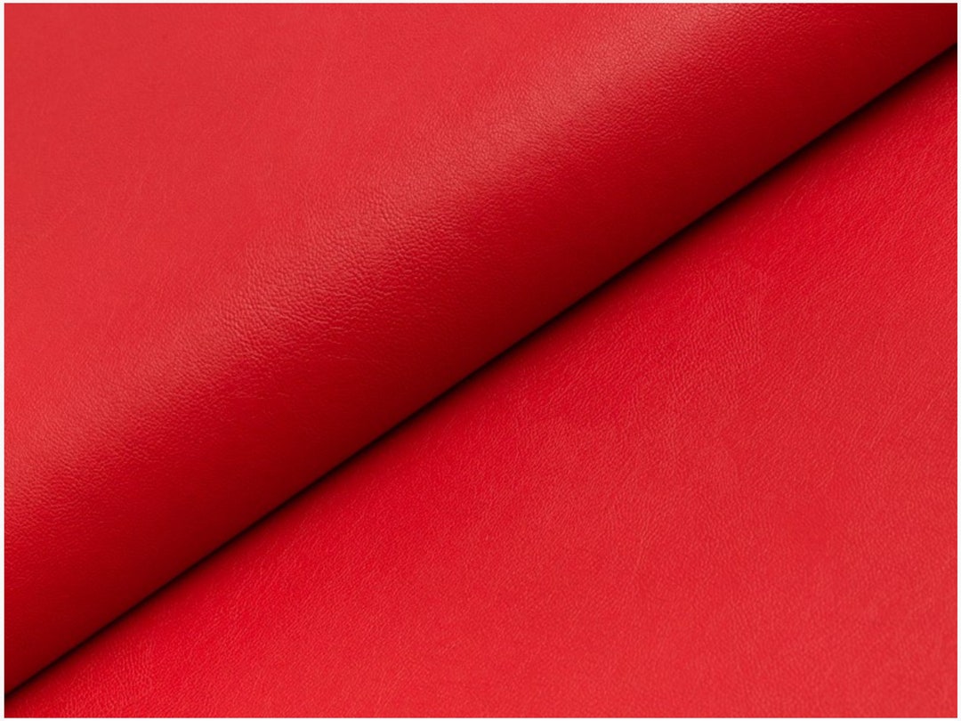 RED Soft Faux Leather Viscose Back Fabric Imitation PU Leatherette ...