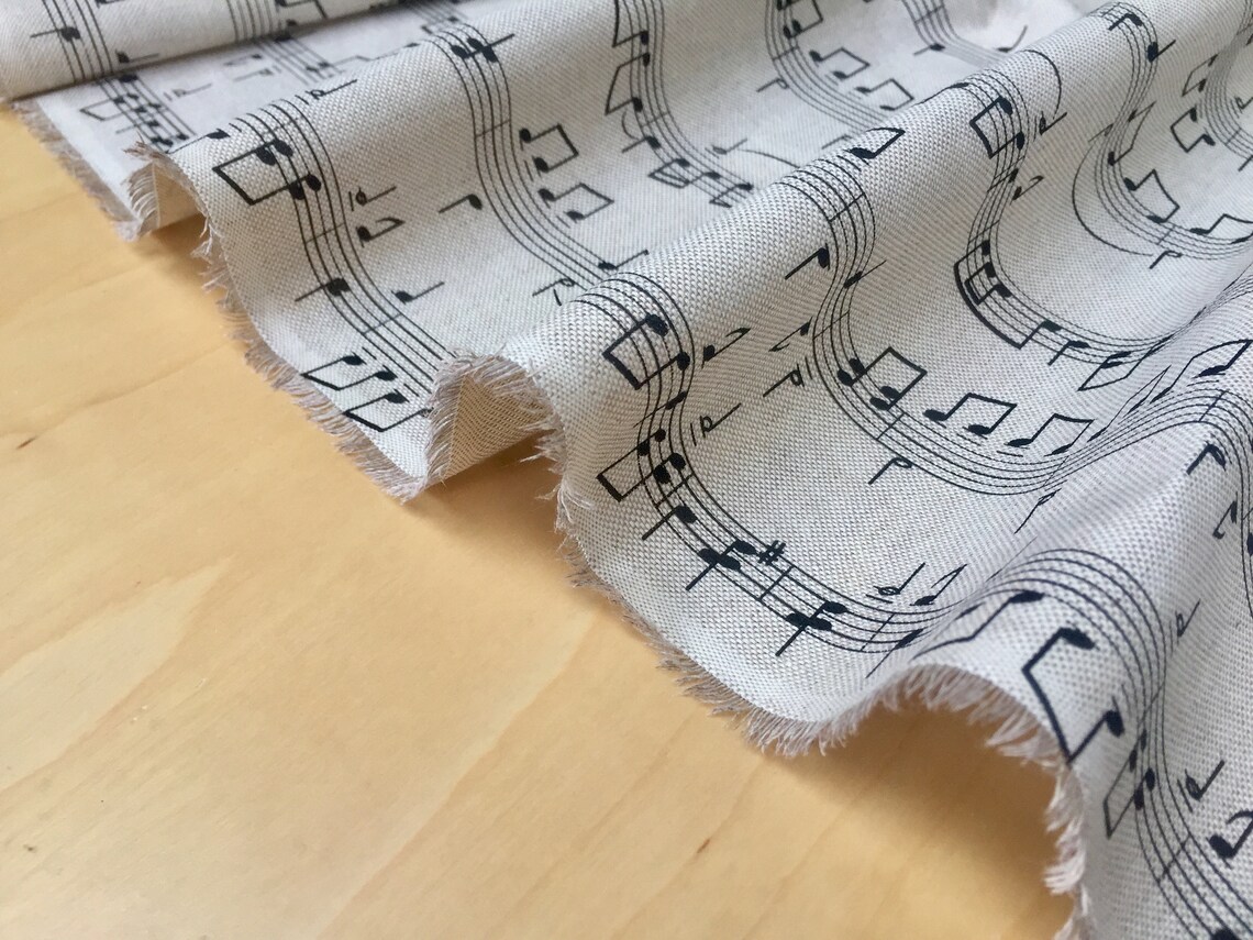 Small Musical Notes Cotton Fabric Music Note Print Material - Home ...
