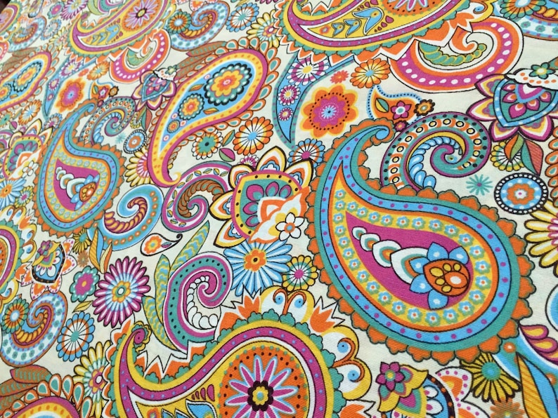 Paisley Fabric Designer Curtain Upholstery Cotton Material | Etsy