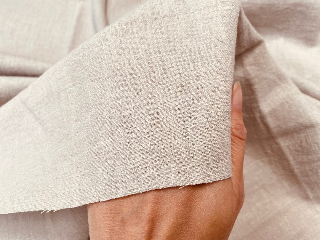 Sand - Stone Washed Pure Plain Linen Fabric Material - 100% Linens Home ...