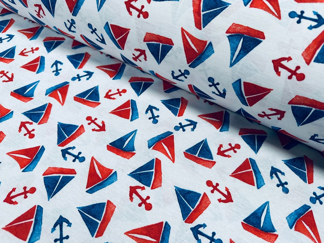 Small Sailboats Nautical Fabric for Home Decor Curtains Upholstery ...