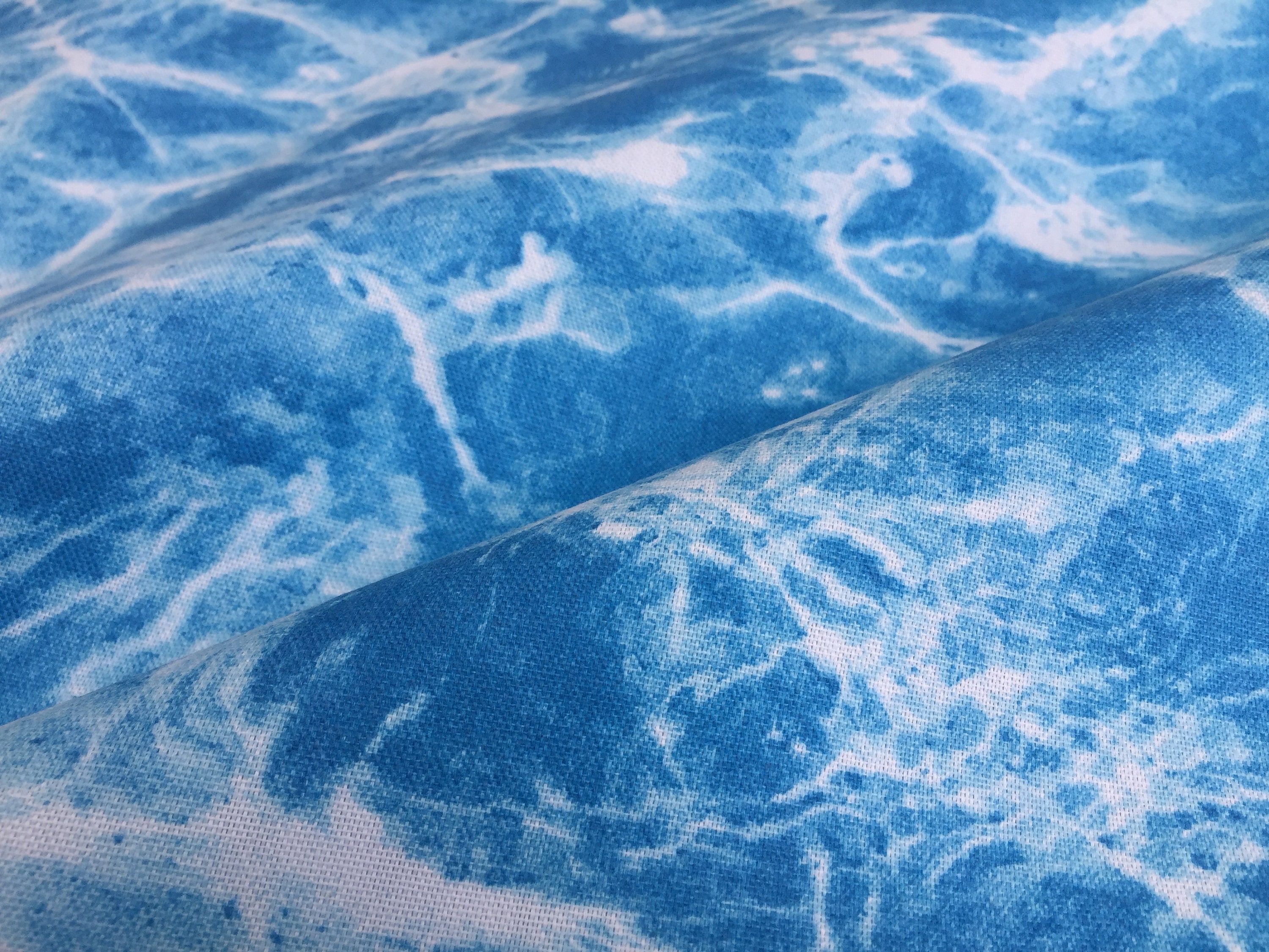 Blue Ocean Water Effect Cotton Fabric for Curtain Upholstery ...