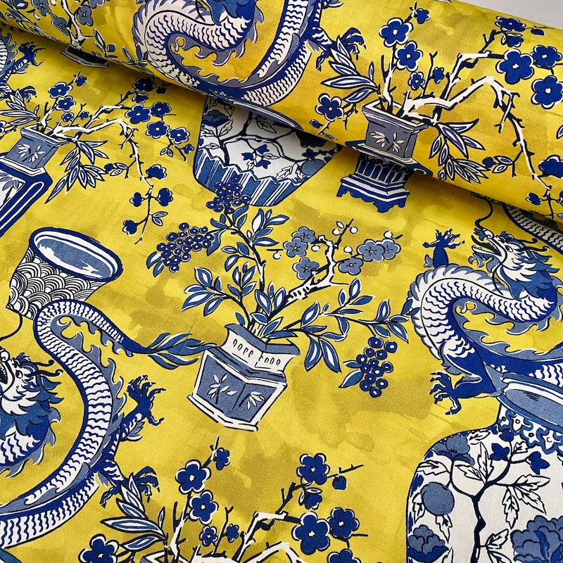 Yellow Chinoiserie Fabric - Etsy