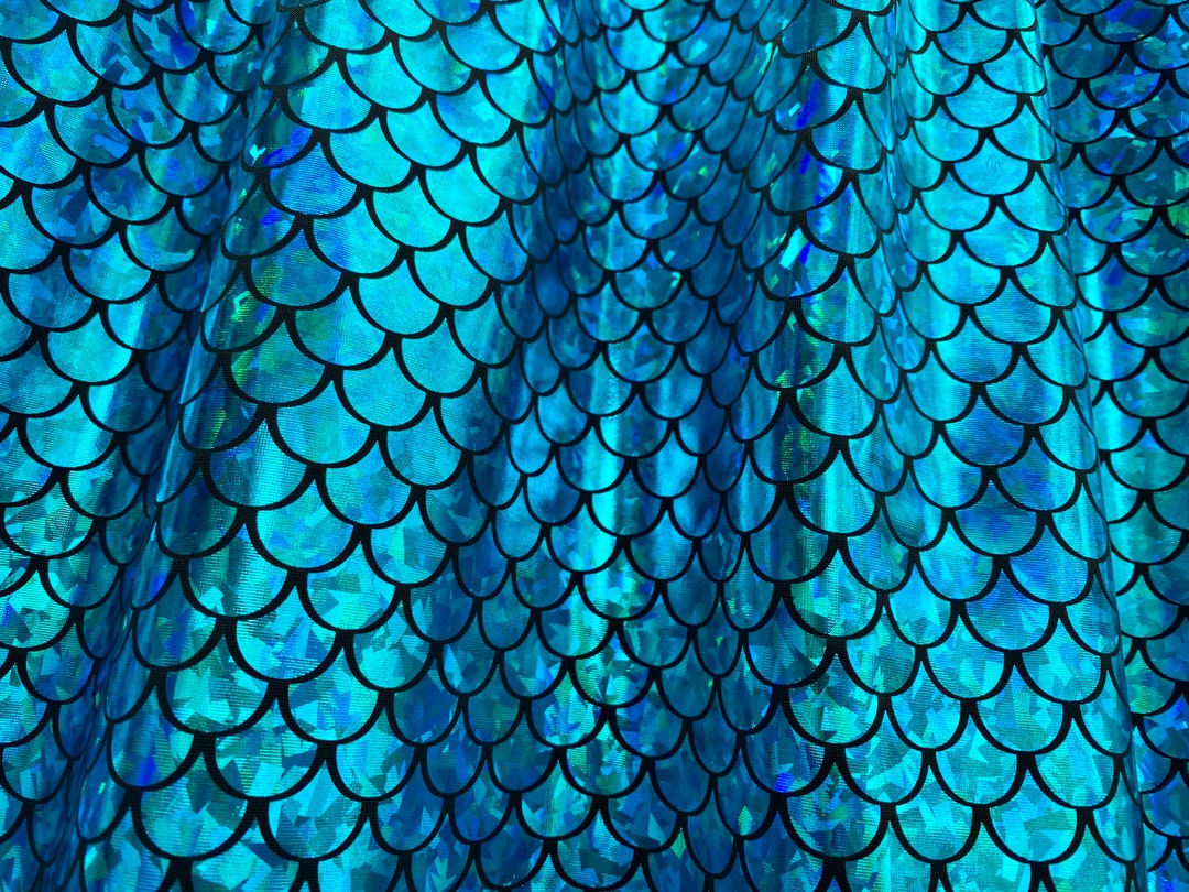 Mermaid Scale Fabric Fish Tale Foil Iridescent Stretch Spandex Material ...
