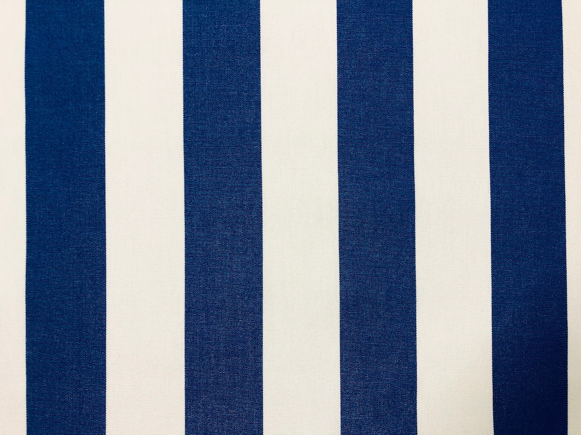 Royal Blue & White Striped DRALON Outdoor Fabric Acrylic Teflon ...