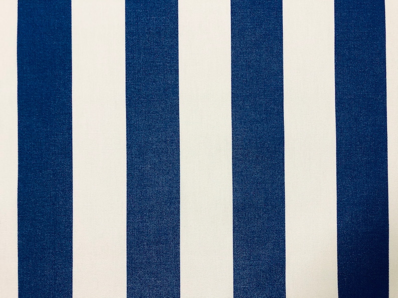 Royal Blue & White Striped DRALON Outdoor Fabric Acrylic Teflon ...