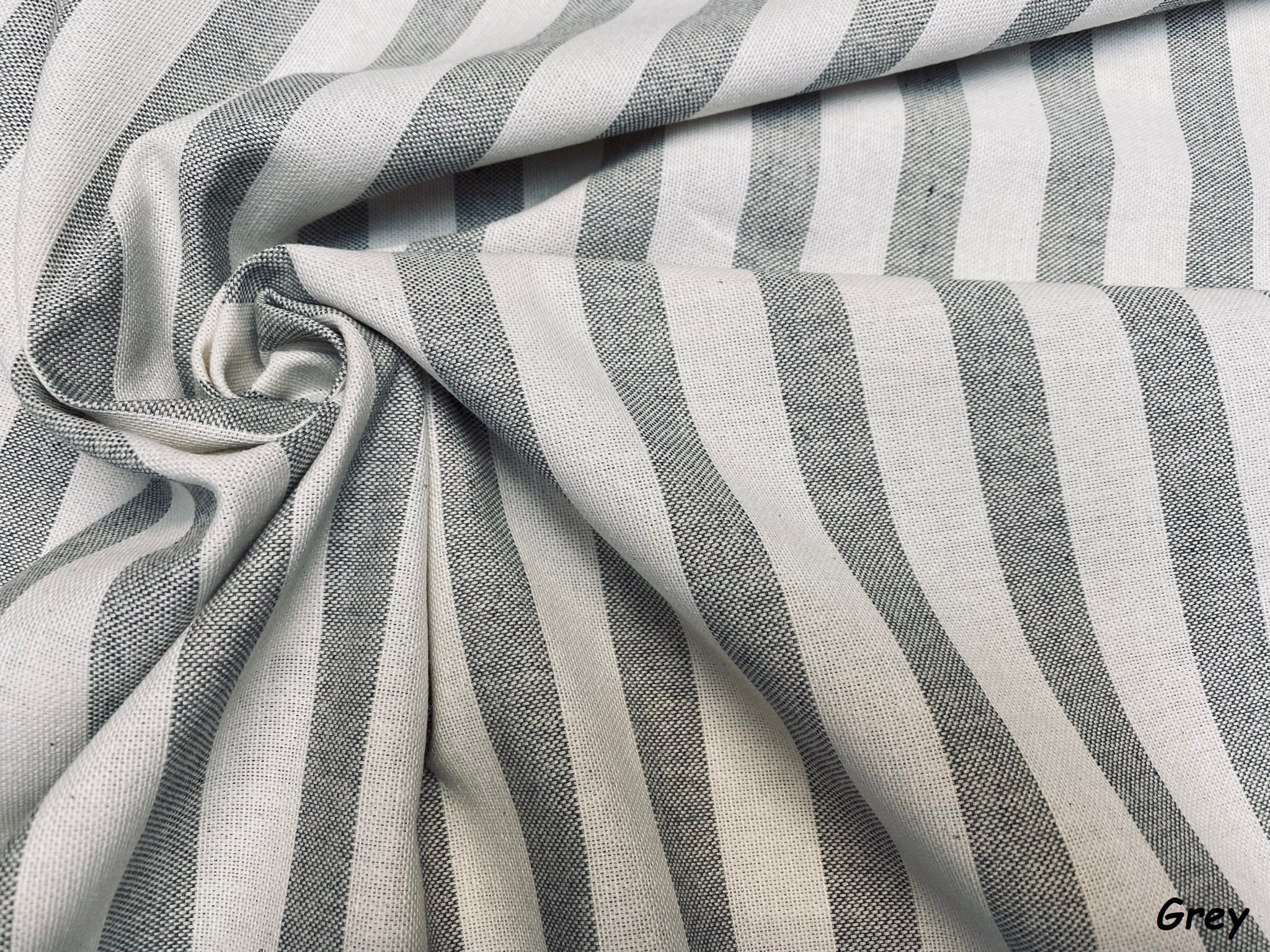Linen Look STRIPES Culla Fabric Furnishing Curtain Upholstery ...