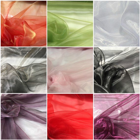 Organza Plain Fabric Sheer Shimmer Mixed Colours Voile Tulle | Etsy