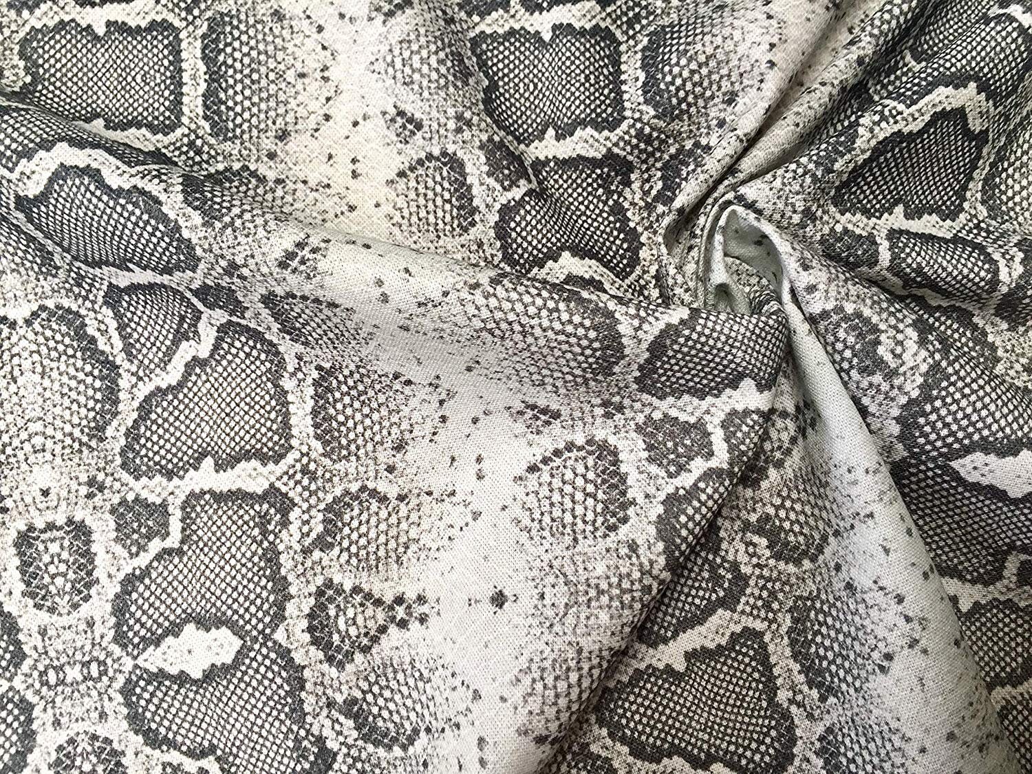 GREY Digital Snake Skin Print Fabric Animal Python Cotton Home Decor ...