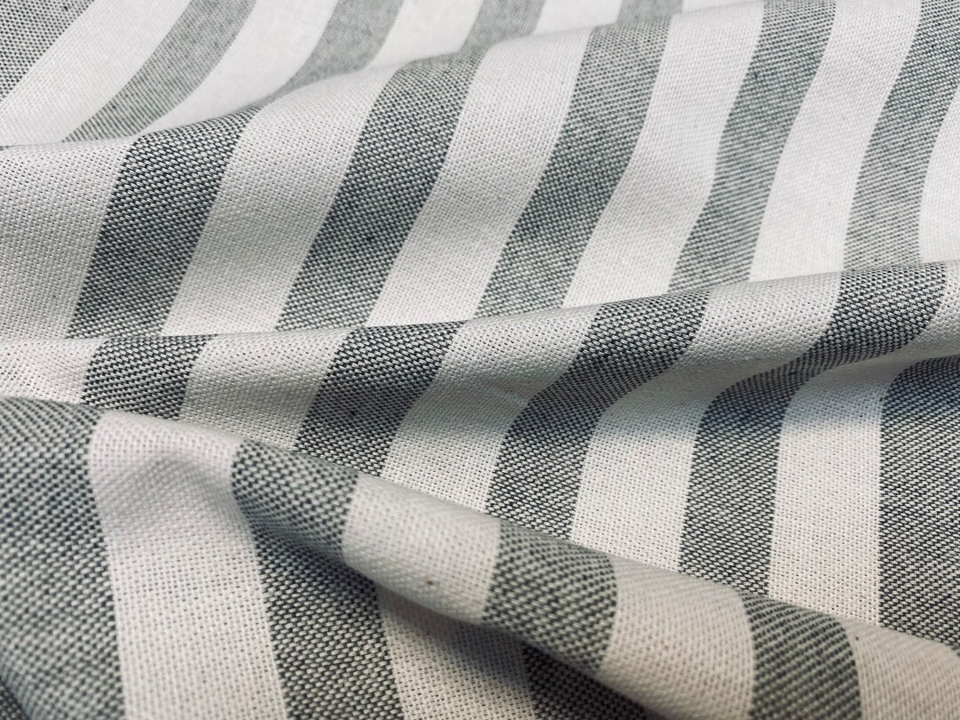 Linen Look STRIPES Culla Fabric Furnishing Curtain Upholstery ...