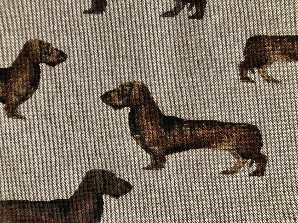 SAUSAGE DOG Animal Upholstery Curtain Cotton Fabric Material | Etsy