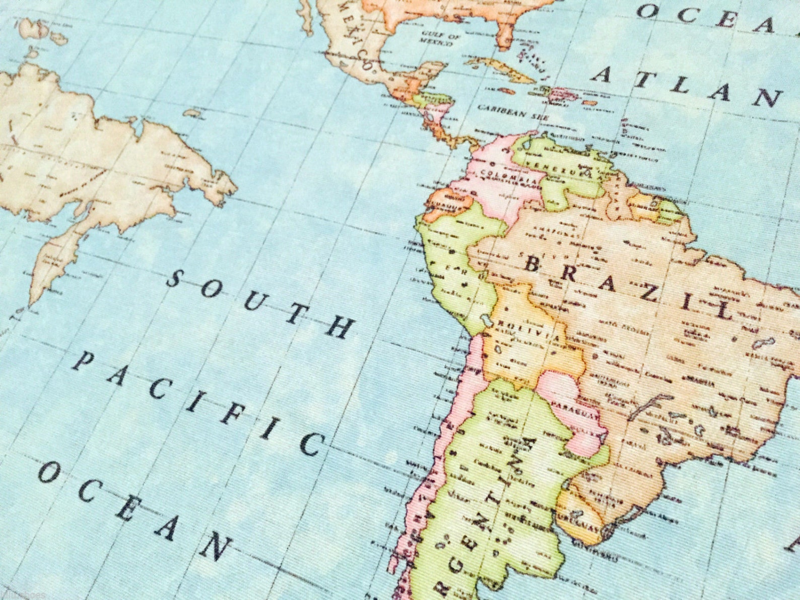 World Map Sky Blue 3 Designer Fabric Curtains Upholstery Dress - Etsy