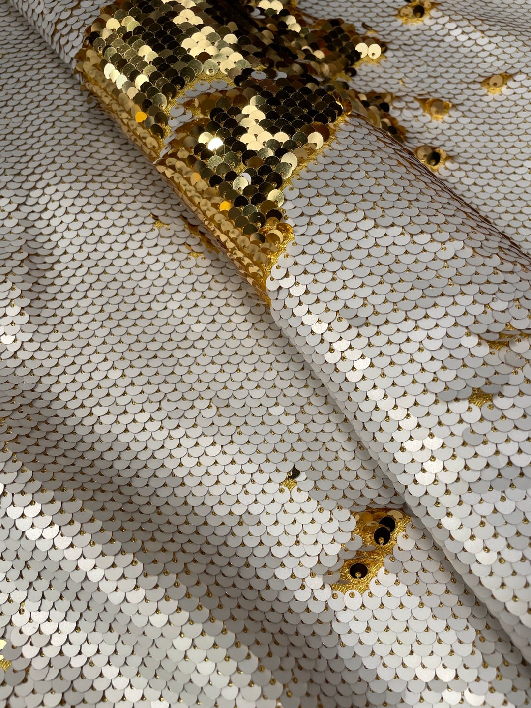 MERMAID Reversible 5mm Sequin Fabric Flip Two Tone Stretch Material ...