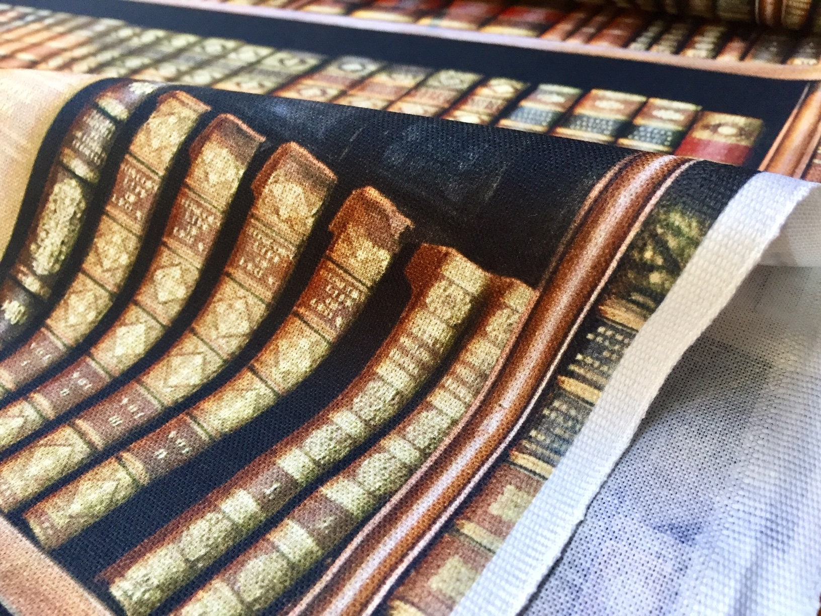 BOOKSHELF BOOK Fabric Curtain Upholstery Cotton Material Home Decor ...