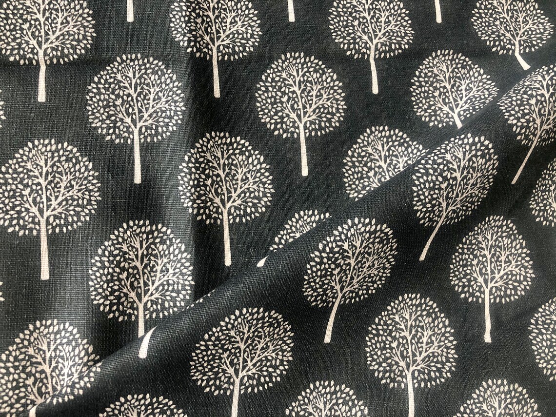 GREY Mulberry Tree Cotton Linen Blend Fabric Natural Light Grey Hessian ...