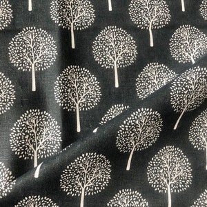 GREY Mulberry Tree Cotton Linen Blend Fabric Natural Light Grey Hessian ...
