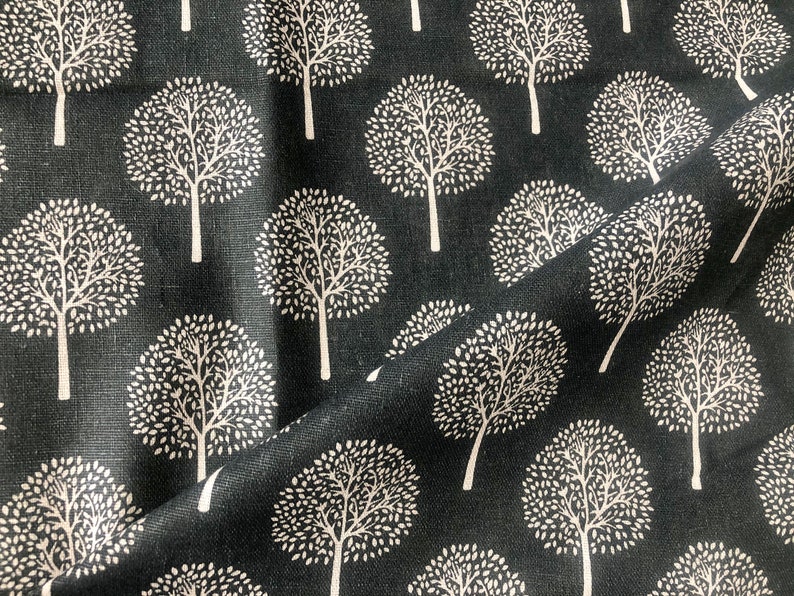 GREY Mulberry Tree Cotton Linen Blend Fabric Natural Light Grey Hessian ...
