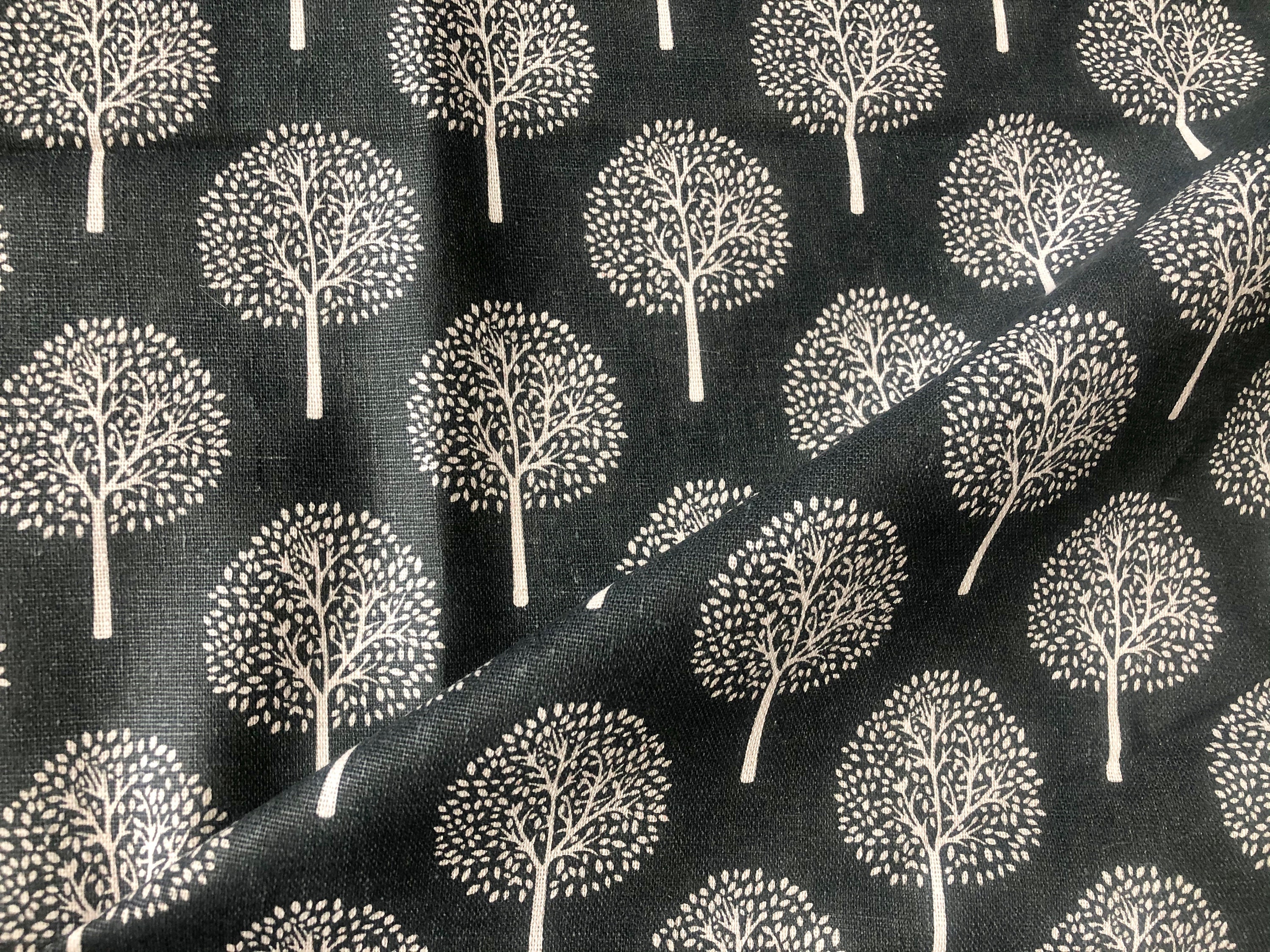 GREY Mulberry Tree Cotton Linen Blend Fabric Natural Light Grey Hessian ...