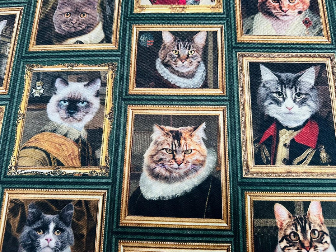 Royal Cats Fabric for Home Decor Upholstery Curtains – Animal Portrait ...
