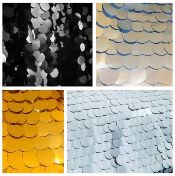 18mm Large Sequin Fabric Glitter Material 2 Way Stretch | Etsy