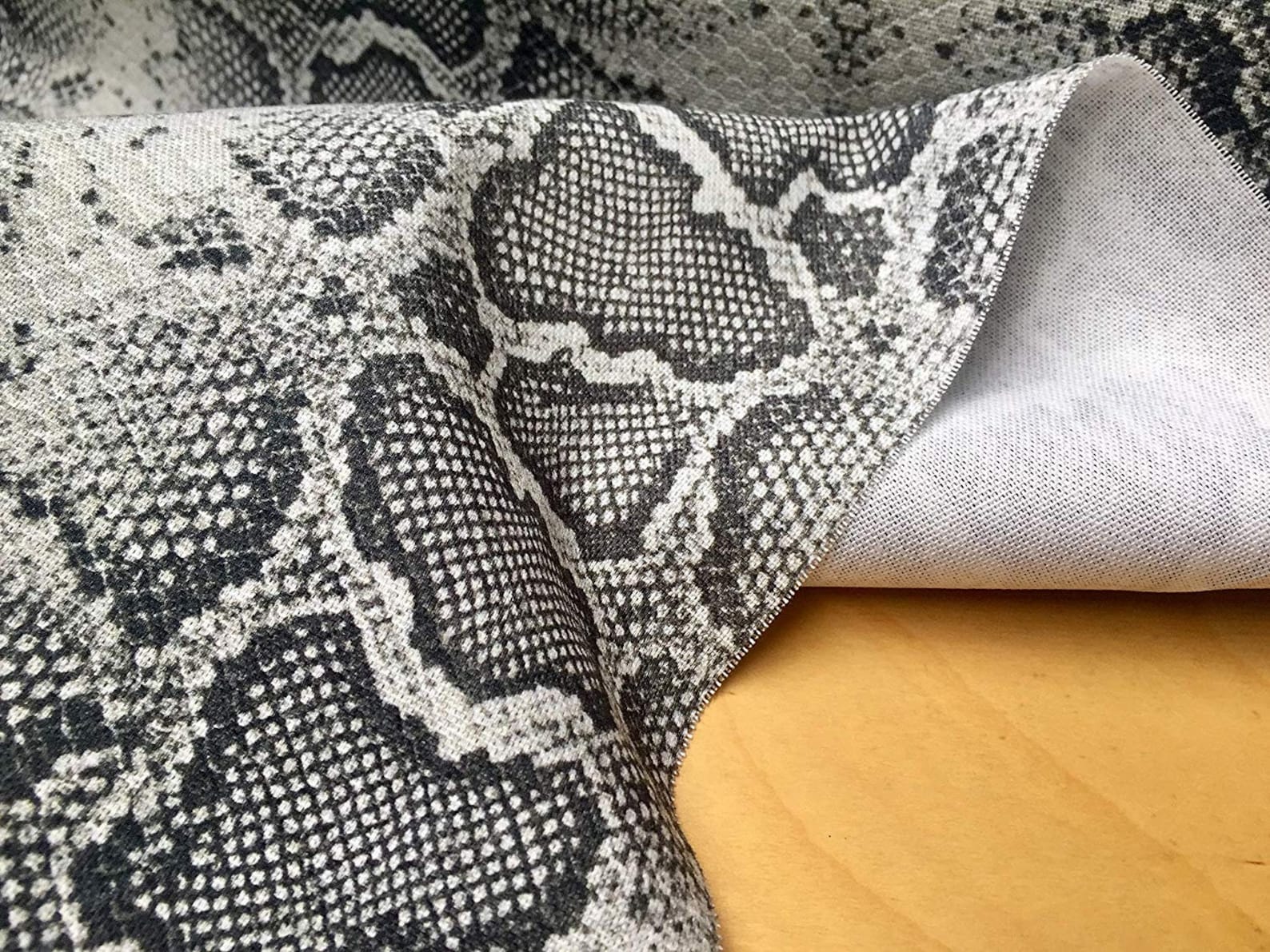 GREY Digital Snake Skin Print Fabric Animal Python Cotton Home Decor ...
