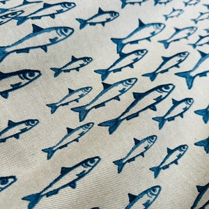 Sardine Fish Fabric Linen Look Marine Print - Curtain Upholstery ...
