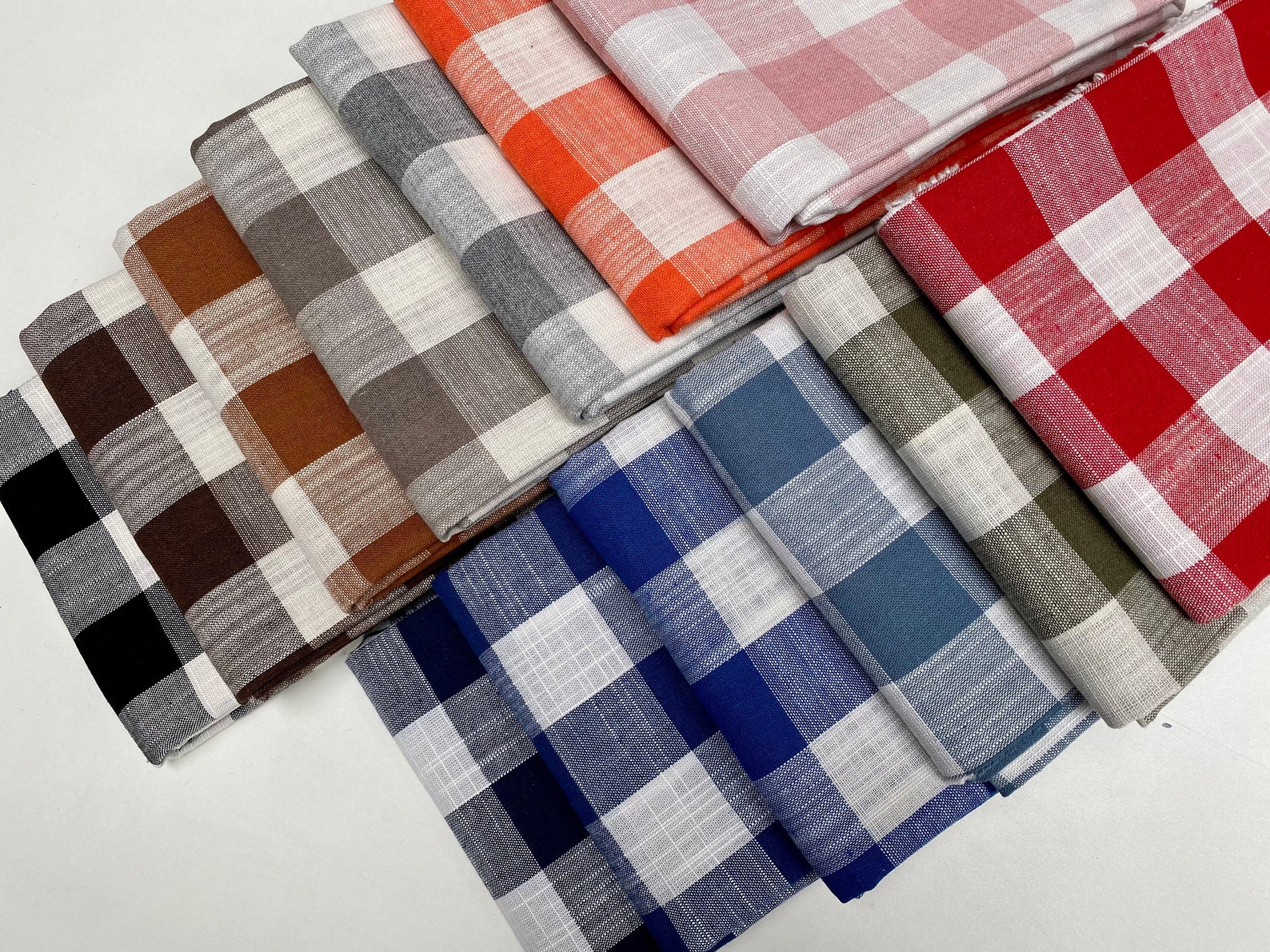 Gingham Linen Checked Linen Fabric Plaid Material Buffalo Check Cotton ...