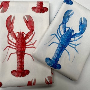 Blue Lobster Print Fabric Curtains Upholstery Dress Material Crayfish ...