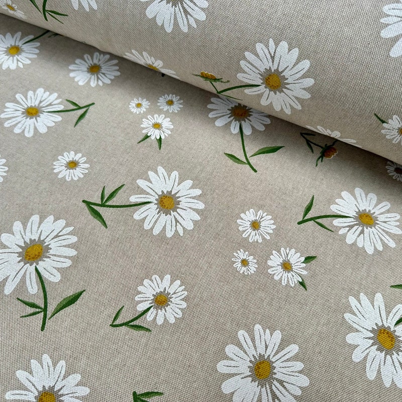 Fabric With Daisies - Etsy