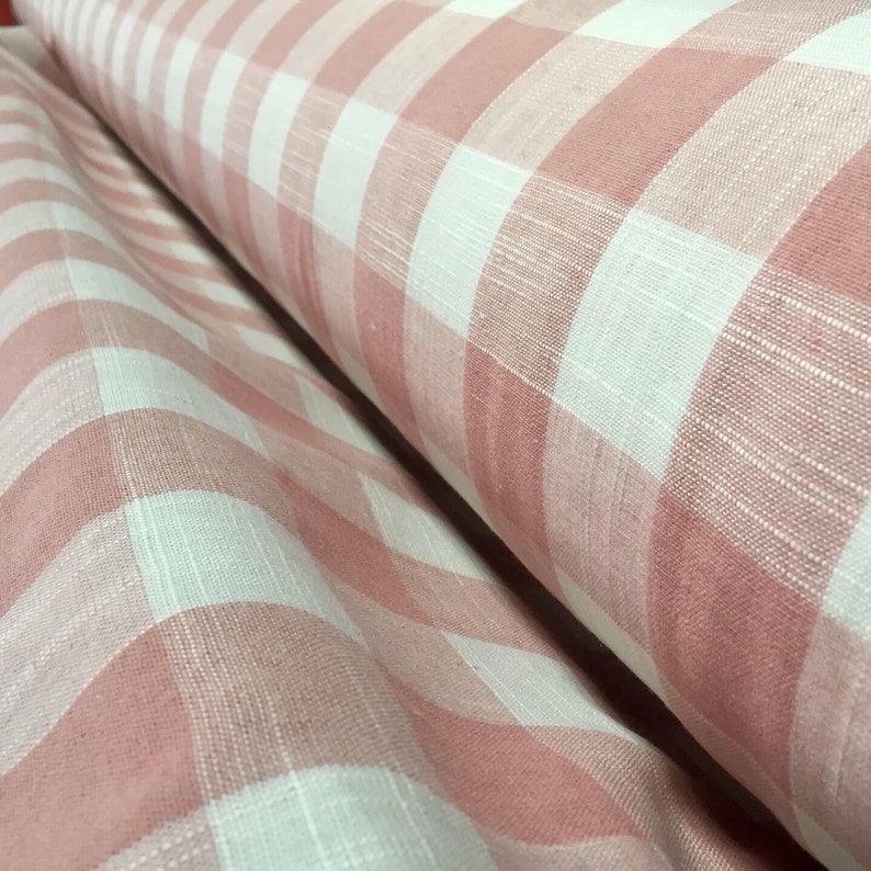 Gingham Linen Checked Linen Fabric Plaid Material Buffalo Etsy