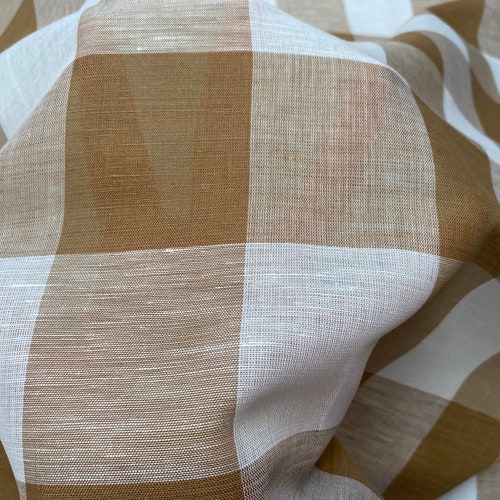 Gingham Linen White Checked Linen Fabric Plaid Material Etsy Uk