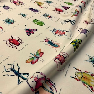 Ivory Bugs & Insects Fabric for Curtains Upholstery Dressmaking - Bee ...