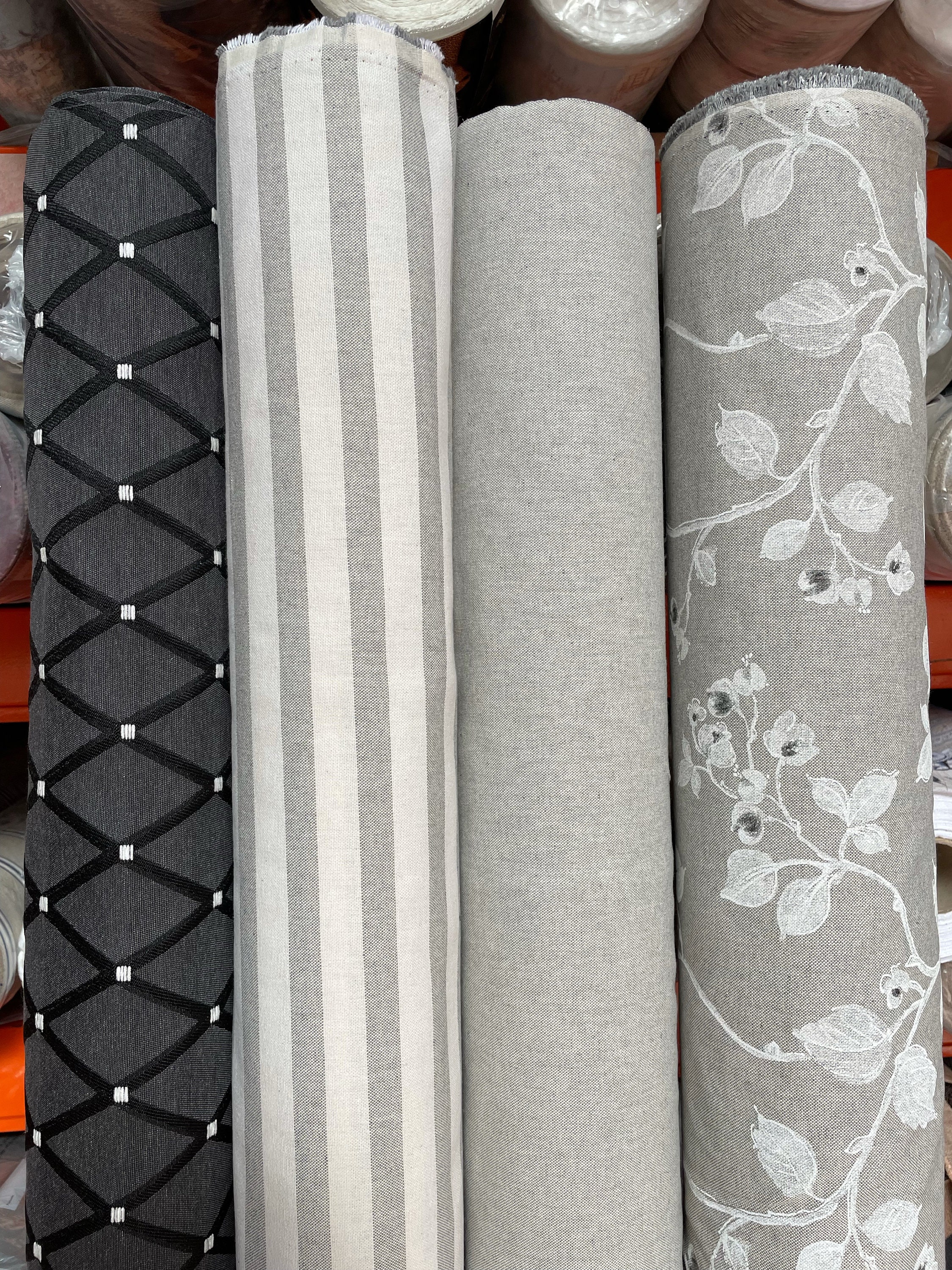 Linen Look STRIPES Culla Fabric Furnishing Curtain Upholstery ...