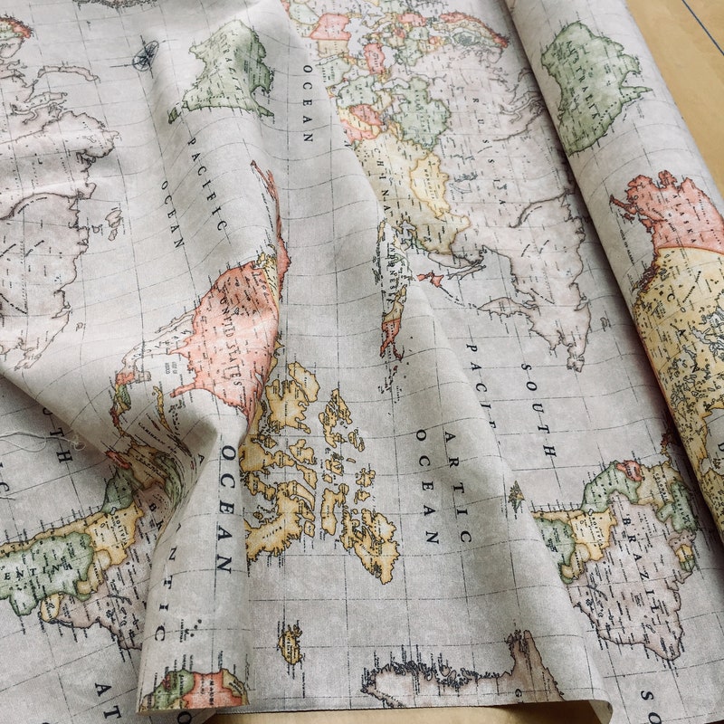 Linen World Map - Etsy
