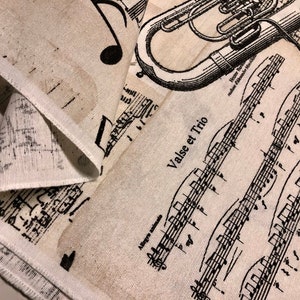 Violin & Music Notes Designer Curtain Upholstery Cotton Fabric Material ...