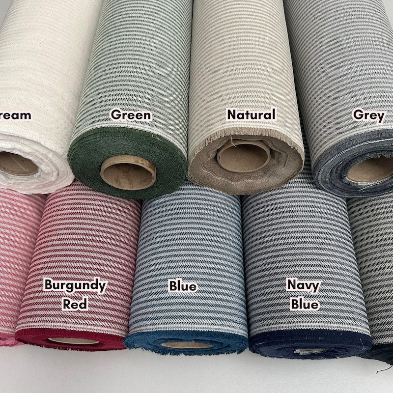 Linen Green Ticking Fabric - Etsy UK