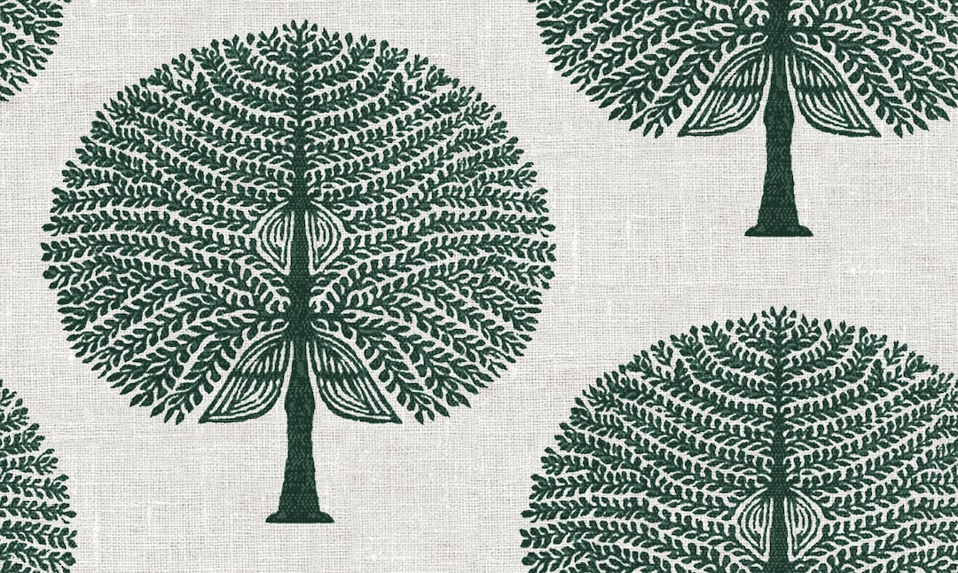 GREEN Mulberry Tree 100% Cotton Fabric Natural Material Home Decor ...