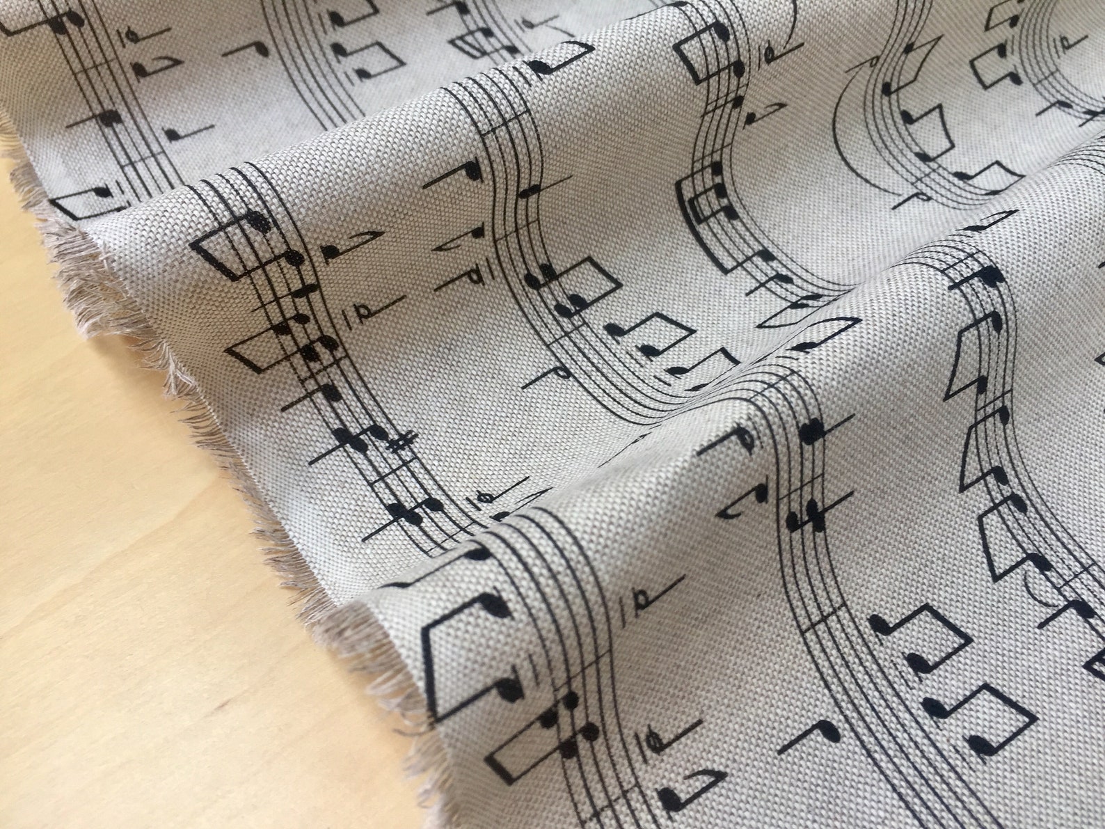 Small Musical Notes Cotton Fabric Music Note Print Material - Home ...