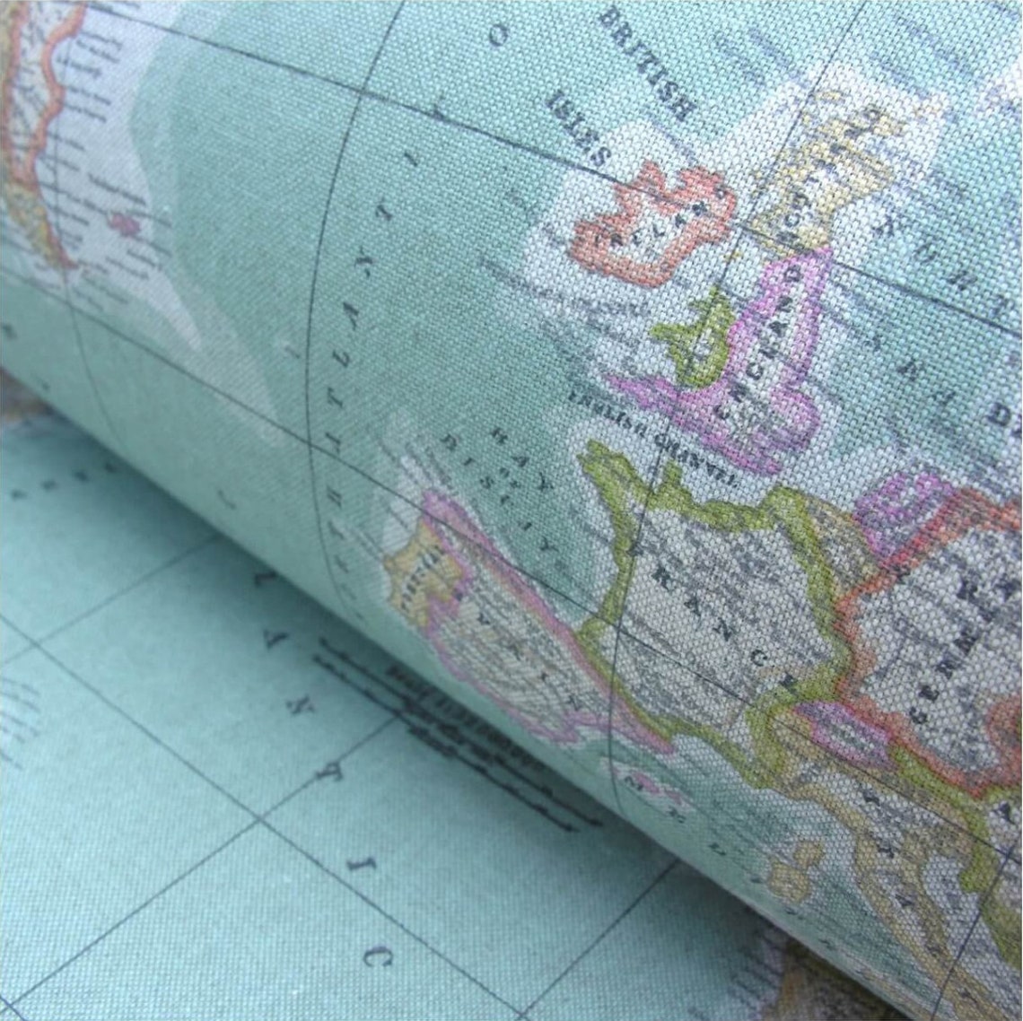WORLD MAP 2 Designer Cotton Fabric Material Retro Map Canvas - Etsy UK