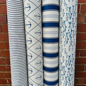 Nautical Mix & Match Fabric Collection Linen Look Marine Home Decor ...
