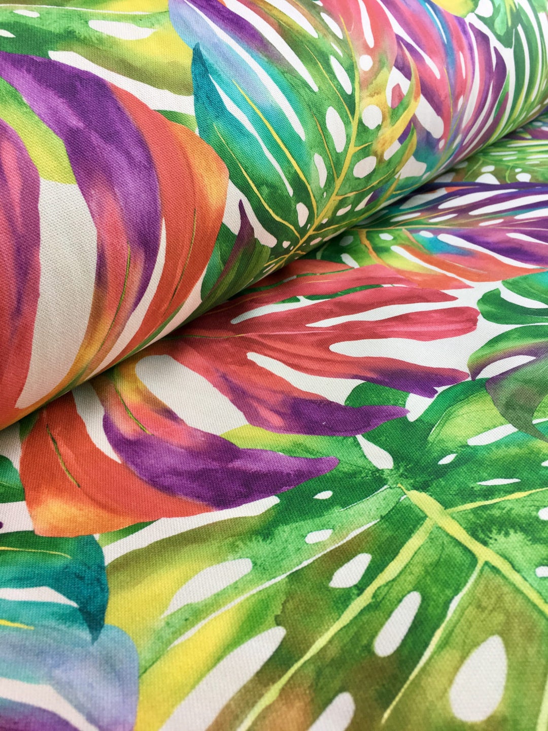 Tropical Palm Leaves Fabric Leaf Print Cotton Material Home Decor ...