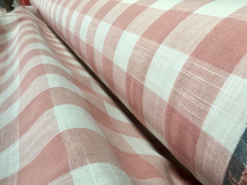 Gingham Linen Checked Linen Fabric Plaid Material Buffalo Etsy